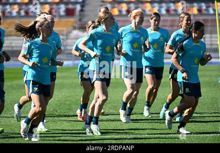 Brisbane, Australia. 23rd July, 2023. Australian players are seen ...