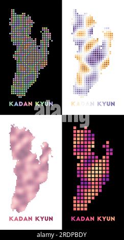 Myanmar map. Collection of maps of Myanmar in dotted style. Borders of ...