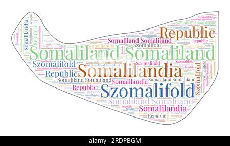 SOMALILAND map design. Country names in different languages and map ...
