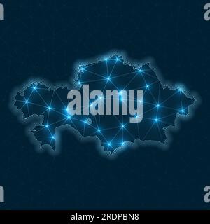 Kazakhstan - communication network map of country. Kazakhstan trendy ...