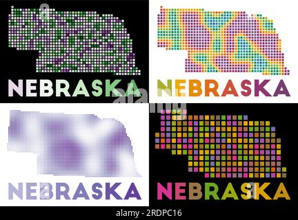 Nebraska map. Map of Nebraska in dotted style. Borders of the US state ...