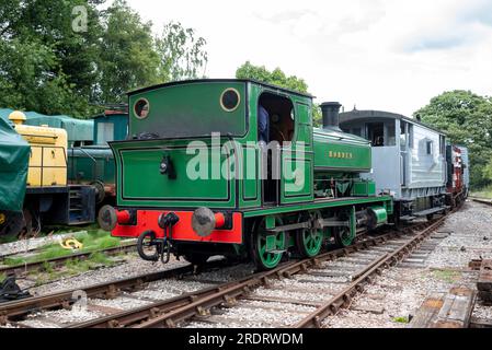 Steam tank engines shunting on the preserved Foxfield railway in the UK ...