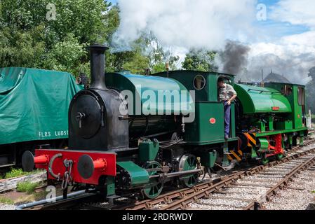 Steam tank engines shunting on the preserved Foxfield railway in the UK ...