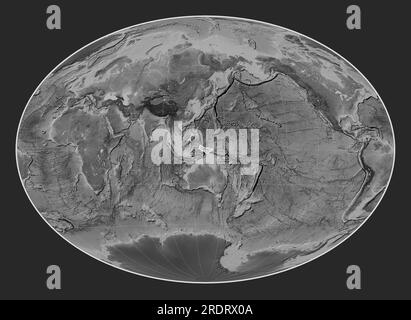 Birds Head tectonic plate on the grayscale elevation map in the Fahey ...
