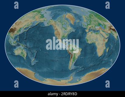 Cocos tectonic plate on the physical elevation map in the Patterson ...