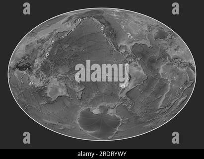Easter tectonic plate on the grayscale elevation map in the Lagrange ...