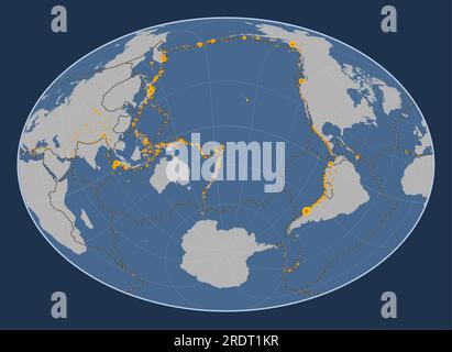Kermadec tectonic plate on the solid contour map in the Lagrange ...