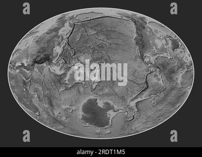 Kermadec tectonic plate on the grayscale elevation map in the Patterson ...