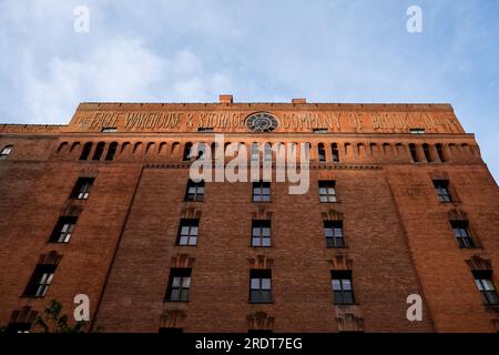 Architectural detail of the iconic Eagle Warehouse & Storage Company ...