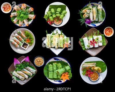 Vietnamese stuffed green nem spring rolls in leaf Stock Photo - Alamy