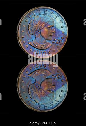 1979 US Dollar coin with rainbow toning Stock Photo - Alamy
