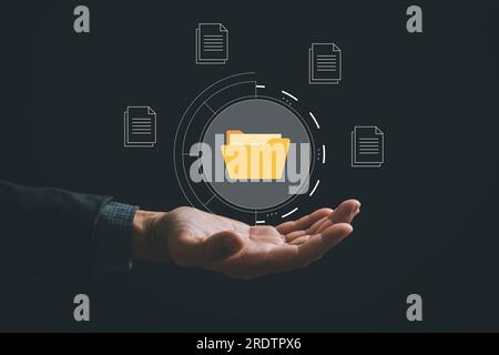 Virtual screen displaying folder icon and automation software Stock ...