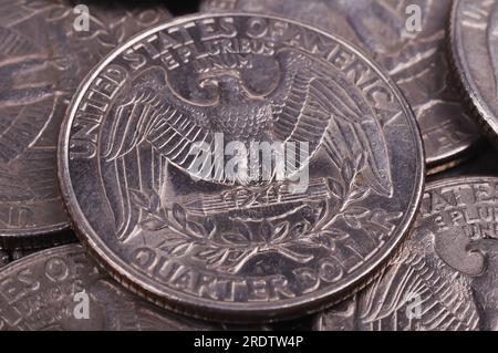 American one quarter coins, close up Stock Photo - Alamy