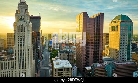 Vern Riffe State Office Tower with office buildings and apartments ...