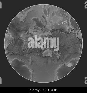 Yangtze tectonic plate on the grayscale elevation map in the Fahey ...