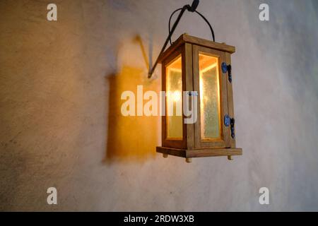 Medieval castle candle lantern. A source of light in ancient times. The ...