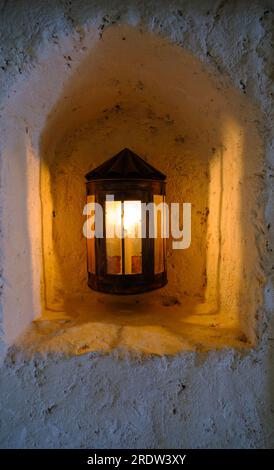 Medieval castle candle lantern. A source of light in ancient times. The ...