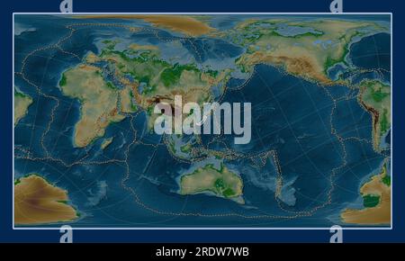 Okinawa tectonic plate on the physical elevation map in the Lagrange ...