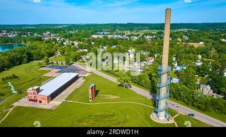 Abandoned glass factory at Ariel Foundation Park with intact windows ...