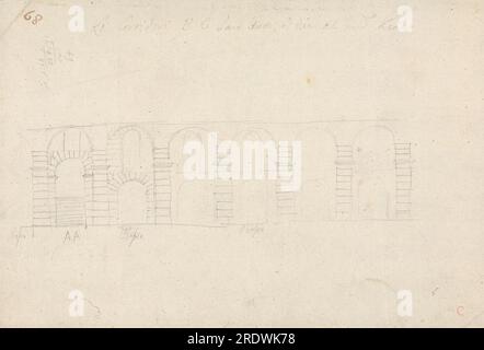 Sketch of Amphitheatre at El Djem showing elevation and section of ...