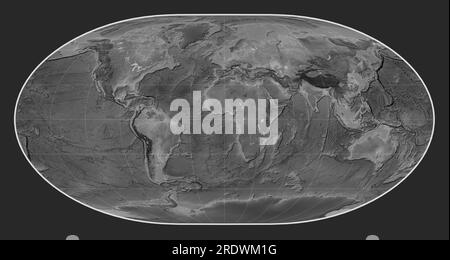 World grayscale elevation map in the Fahey projection centered on the ...