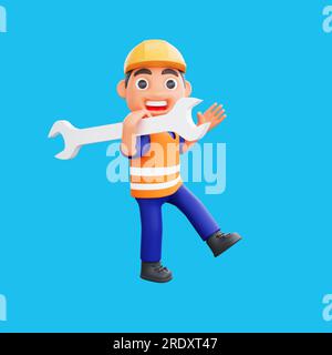 3d render cute construction workers activities Stock Photo - Alamy