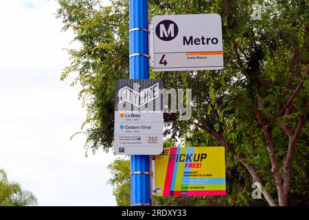 West Hollywood, California: CITYLINE, LA METRO and THE PICKUP Bus Stop ...