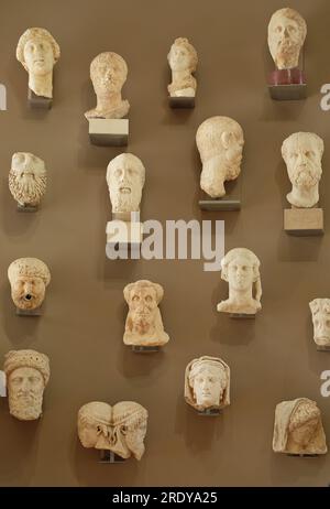 Heads of ancient Roman statues on display at Narbo Via Roman History ...