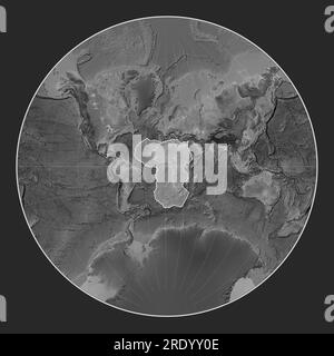 African tectonic plate on the grayscale elevation map in the Robinson ...