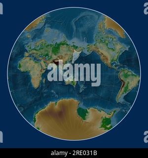 Okhotsk tectonic plate on the physical elevation map in the Robinson ...