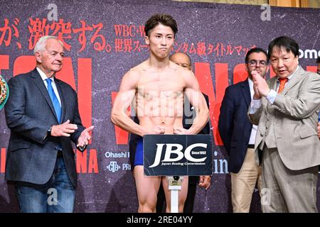 Naoya Inoue of Japan during the weigh-in for the World Super ...
