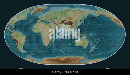Indian tectonic plate on the Wiki style elevation map in the Eckert I ...