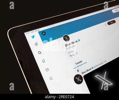 Twitter may be renamed X - Screen of Elon Musk twitter profile showing ...