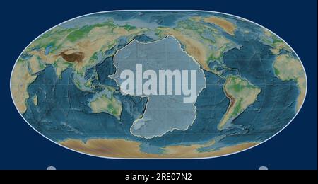 Pacific tectonic plate on the physical elevation map in the Gall ...