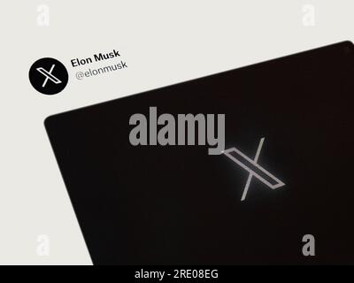 Twitter may be renamed X - Screen of Elon Musk twitter profile showing ...