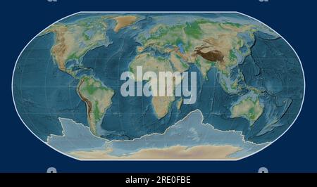 Antarctica tectonic plate on the physical elevation map in the Robinson ...