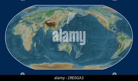 Okhotsk tectonic plate on the physical elevation map in the Lagrange ...