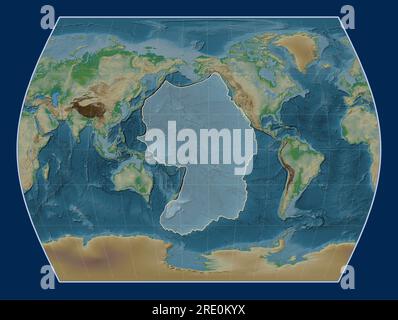 Pacific tectonic plate on the physical elevation map in the Compact ...