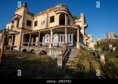 Ruins of abandoned Vila Algarve built in 1934, former secret colonial ...