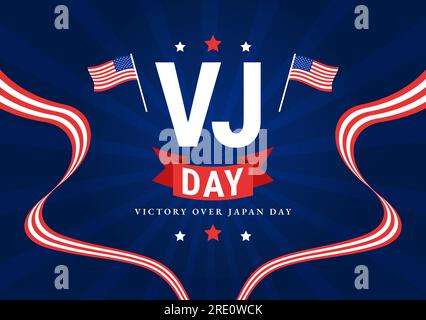 VJ Victory Over Japan Day Celebrate Vector Illustration with United ...