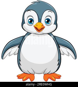 Outline of a walking penguin cartoon isolated on a white background ...