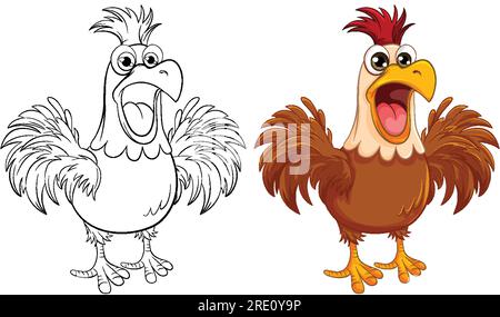 A vector cartoon illustration of a chicken freaking out, isolated on a ...