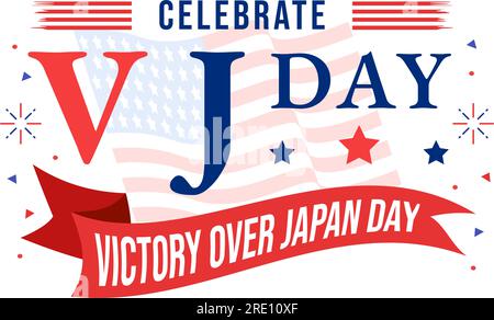 VJ Victory Over Japan Day Celebrate Vector Illustration with United ...