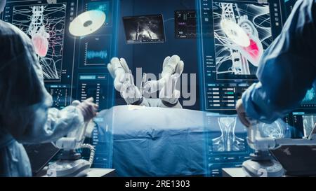 Surgeon Wearing AR Headsets And Using High-Precision Remote Controlled ...