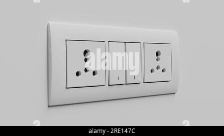 Modular switchboard electrical outlet, interchangeable on a white wall ...