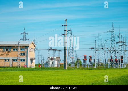 Electrical substation at town suburbs on sunny spring day Stock Photo ...