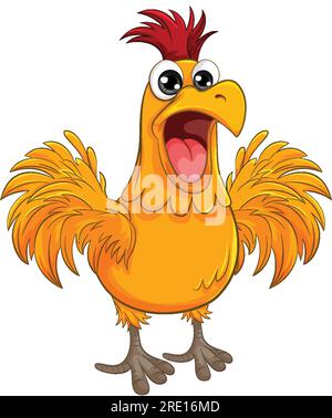 Cartoon illustration of a chicken freaking out, isolated on white ...
