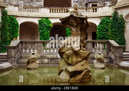 Statue of Neptune, Grotta fountain in Grebovka, Havlicek Gardens ...