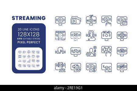 Streaming linear desktop icons set Stock Vector Image & Art - Alamy