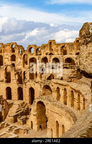 Ruins of the largest coliseum in North Africa. El Jem,Tunisia, UNESCO ...
